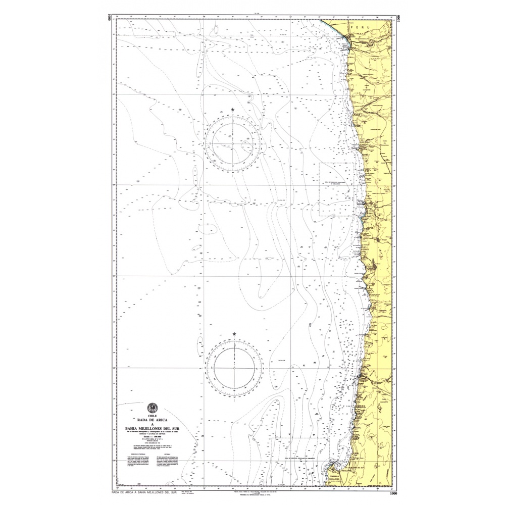 CARTA SHOA N° 1000 - RADA DE ARICA A BAHÍA MEJILLONES DEL SUR. - SHOA